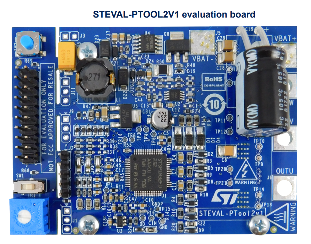 STEVAL-PTOOL2V1: 3-PH BLDC Driver, 19 A @ 20 ~ 72V in